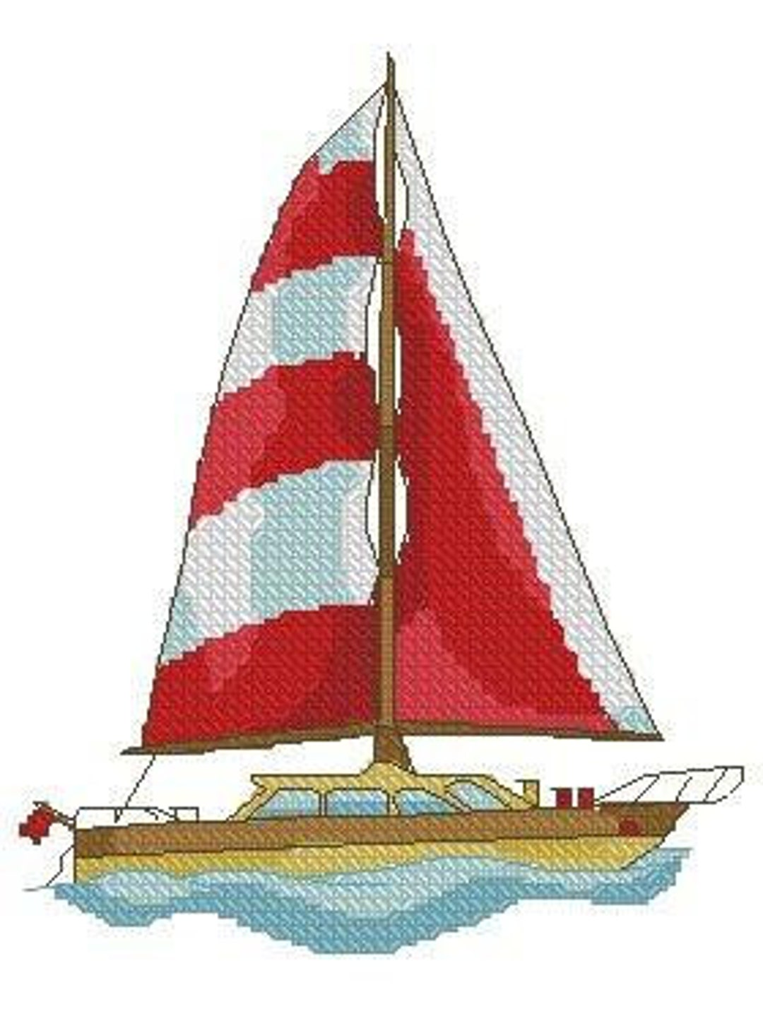 Sailboat Cross Stitch ( 10 Machine Embroidery Designs From ATW ) - Etsy
