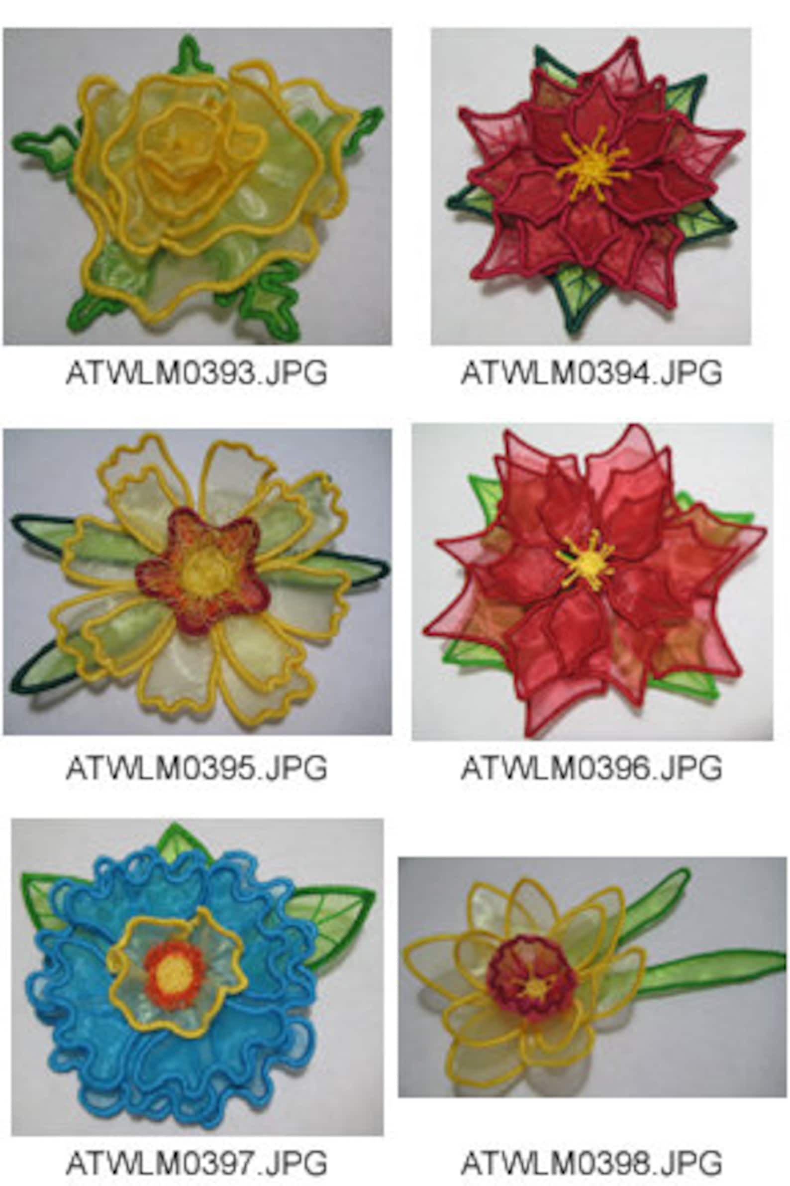 3D Free Standing Applique Flowers Project 6 4x4 Machine | Etsy