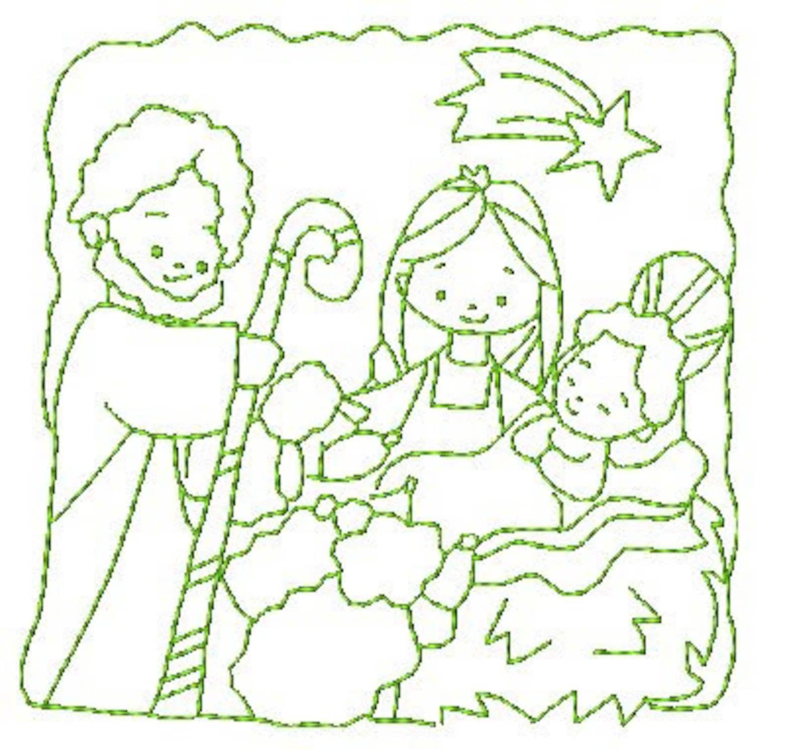 Nativity Redwork Quilt Squares Machine Embroidery Designs - Etsy