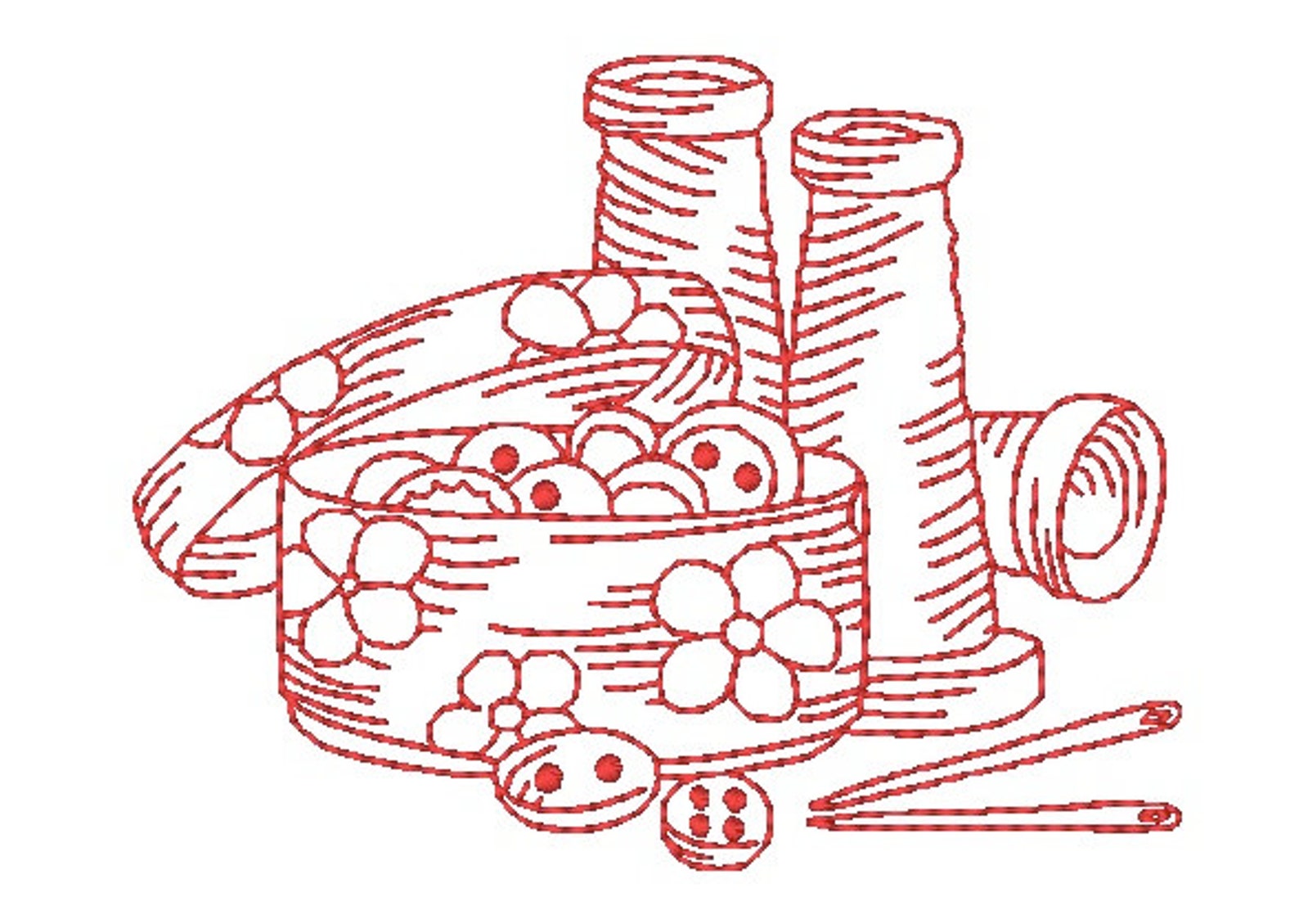Vintage Redwork Sewing 11 Machine Embroidery Designs - Etsy