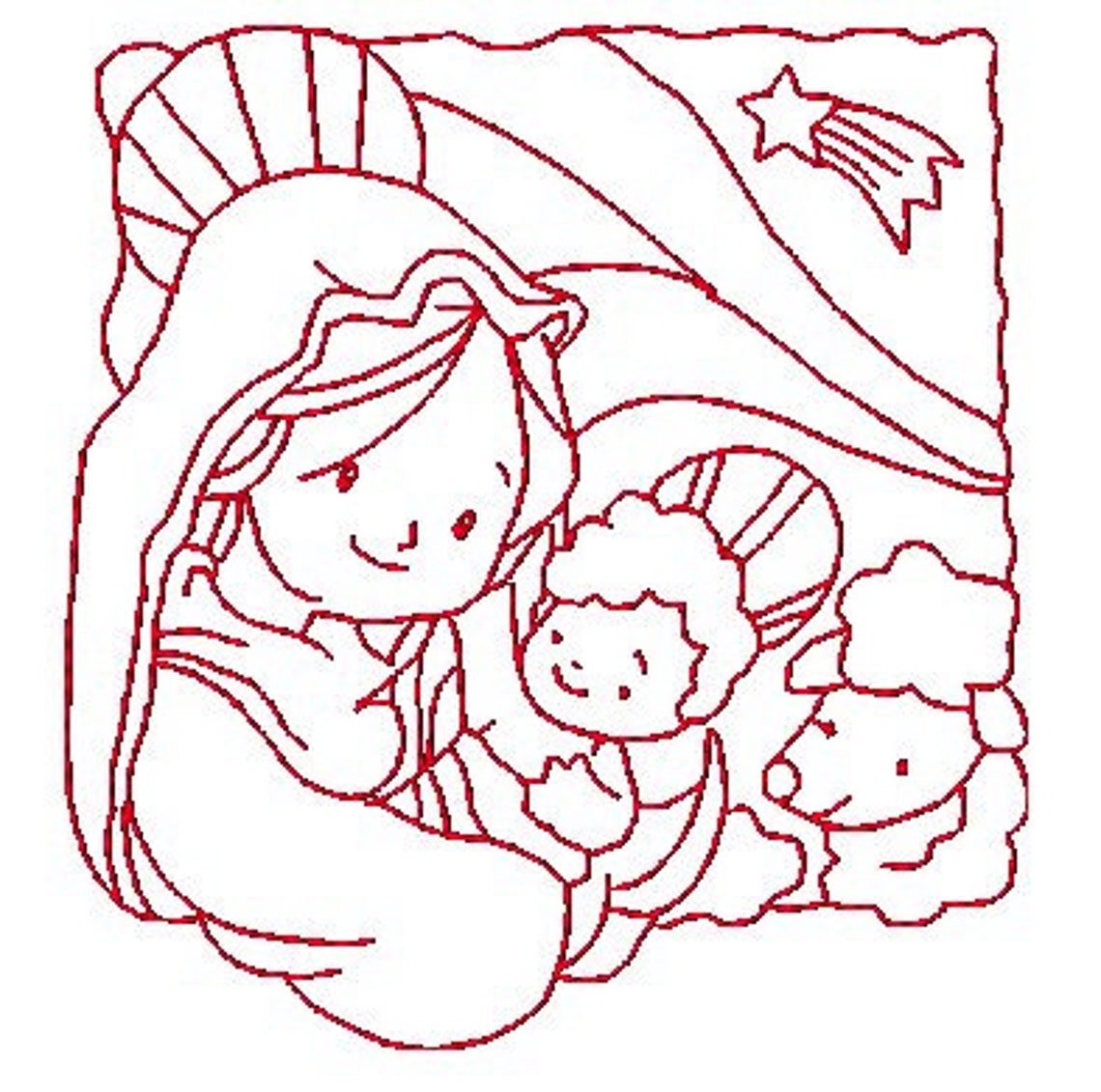 Nativity Redwork Quilt Squares Machine Embroidery Designs - Etsy