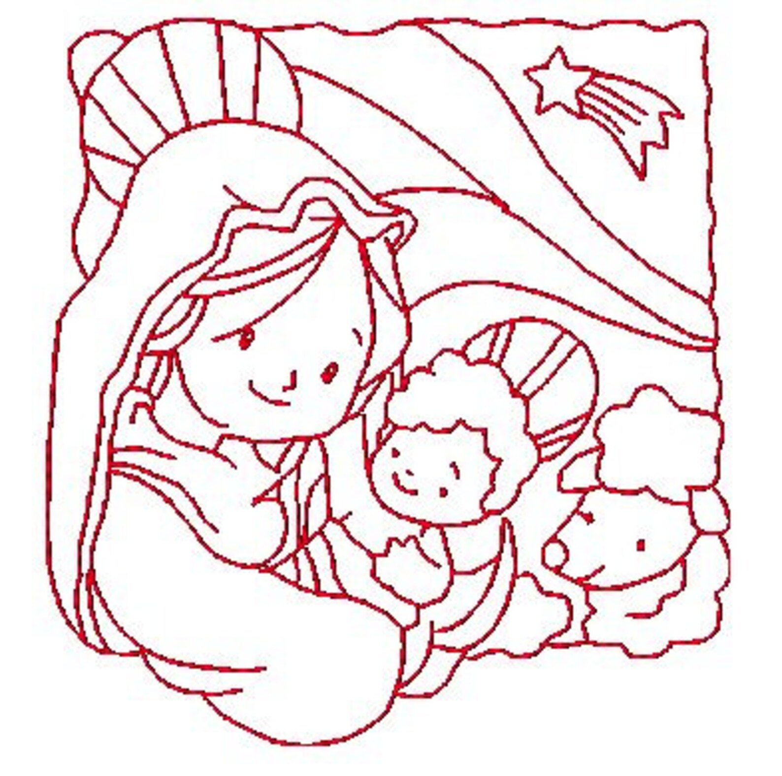 Nativity Redwork Quilt Squares Machine Embroidery Designs - Etsy