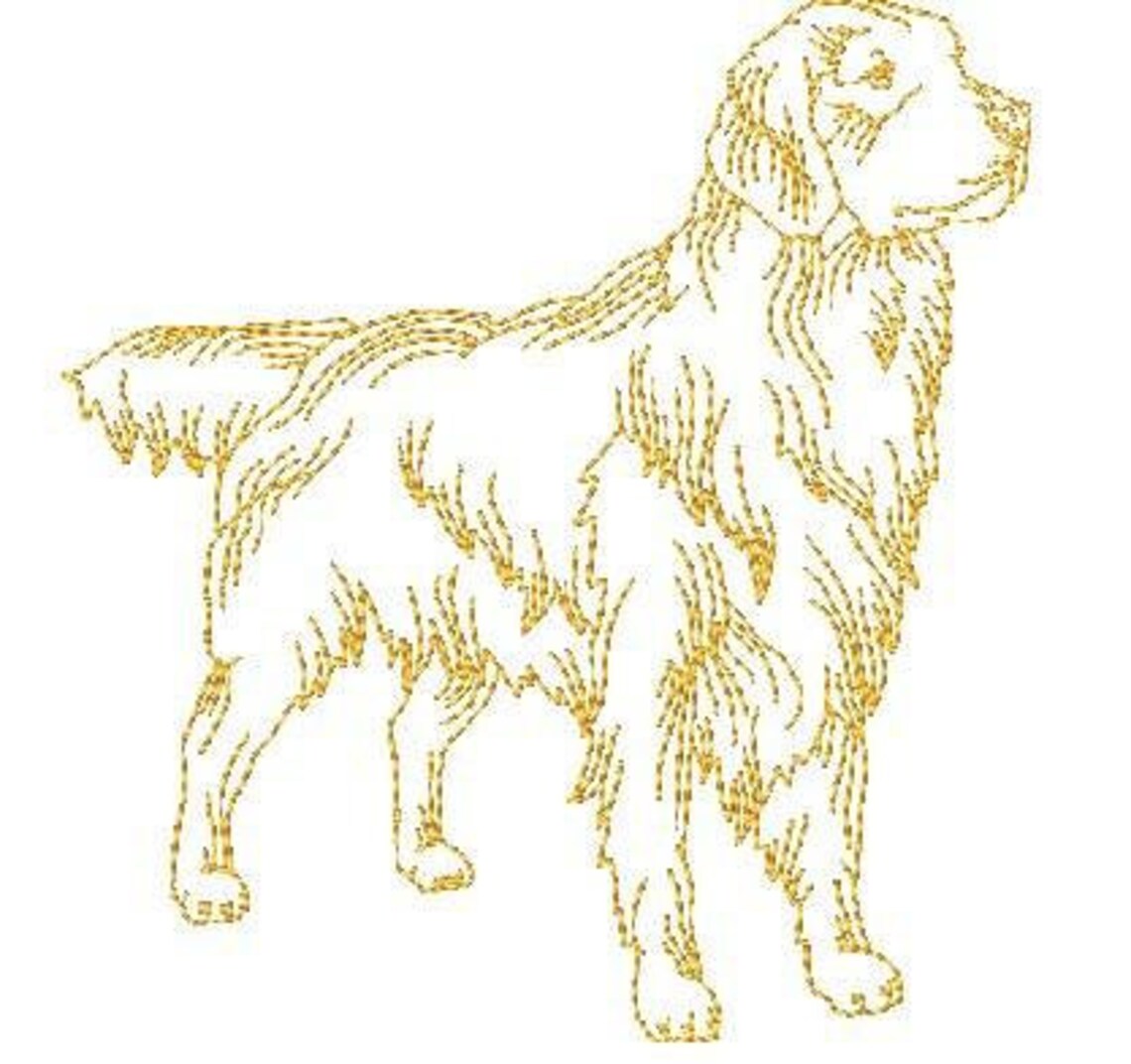 Golden Retriever Dogs Redwork Machine Embroidery Designs - Etsy