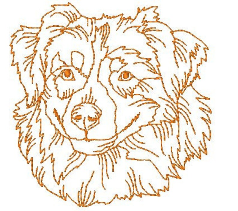 Australian Shepherd Dog Redwork Machine Embroidery Designs - Etsy