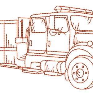 Redwork Fire Trucks [5x7] Machine Embroidery Designs - Etsy