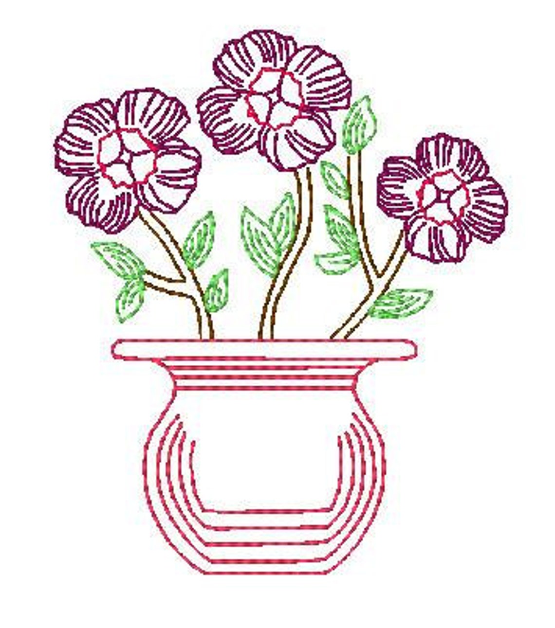 Multiline Flower Pots ( 10 Machine Embroidery Designs From ATW ) - Etsy
