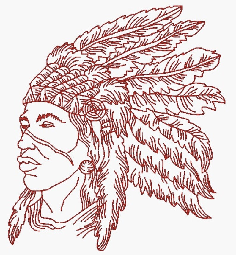 Native American Indian Redwork Machine Embroidery Designs - Etsy