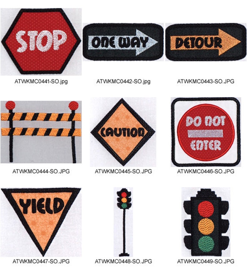 Construction-Signs-Applique 9 Machine Embroidery Designs | Etsy