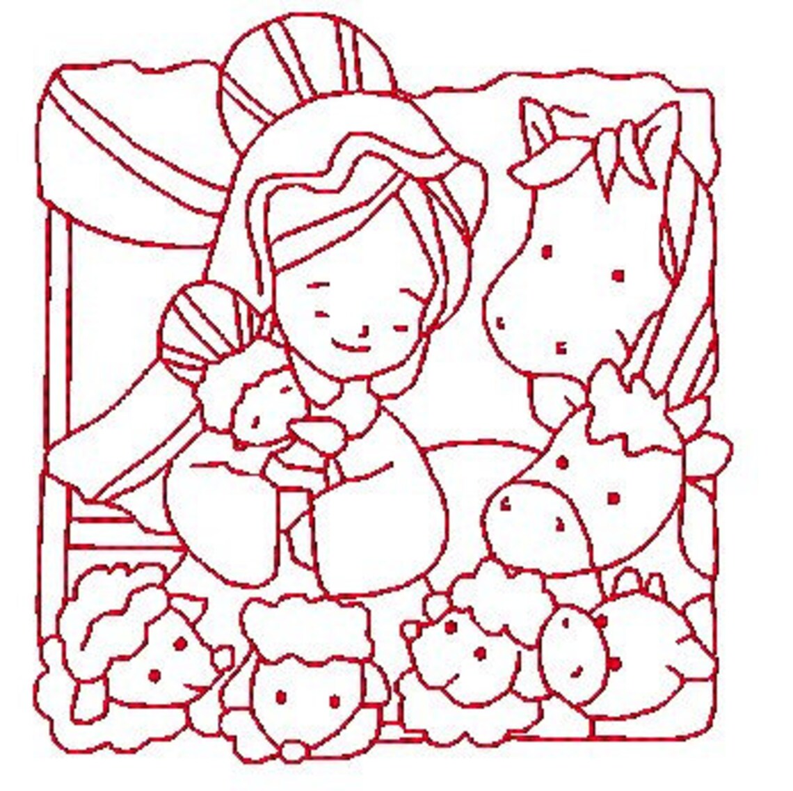 Nativity Redwork Quilt Squares Machine Embroidery Designs - Etsy