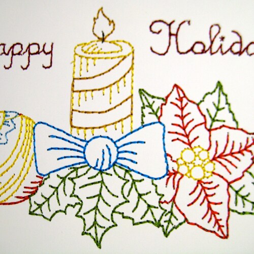Embroidered Christmas Card Designs Machine Embroidery Designs - Etsy