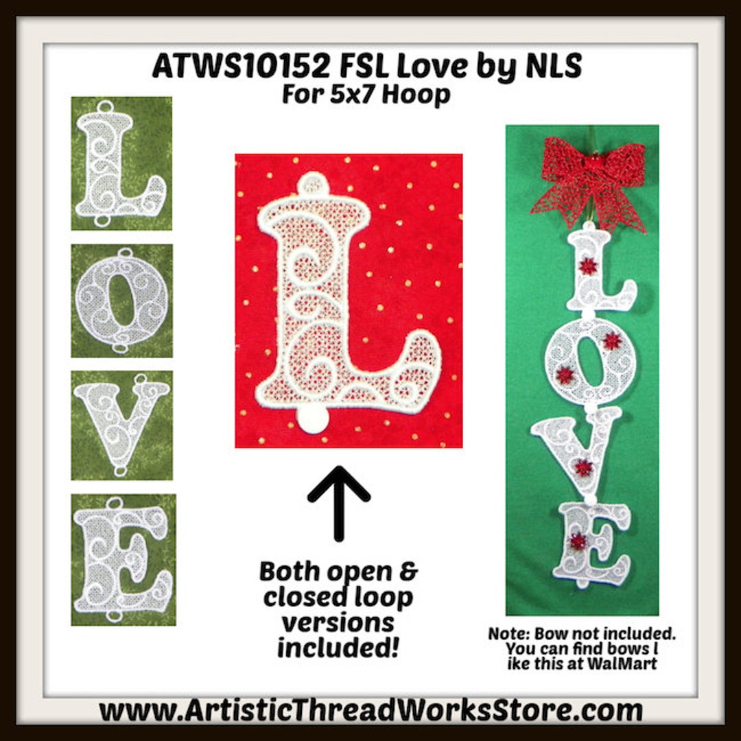 FSL Love Banner-free Standing Lace (FSL) (8 Machine Embroidery Designs ...