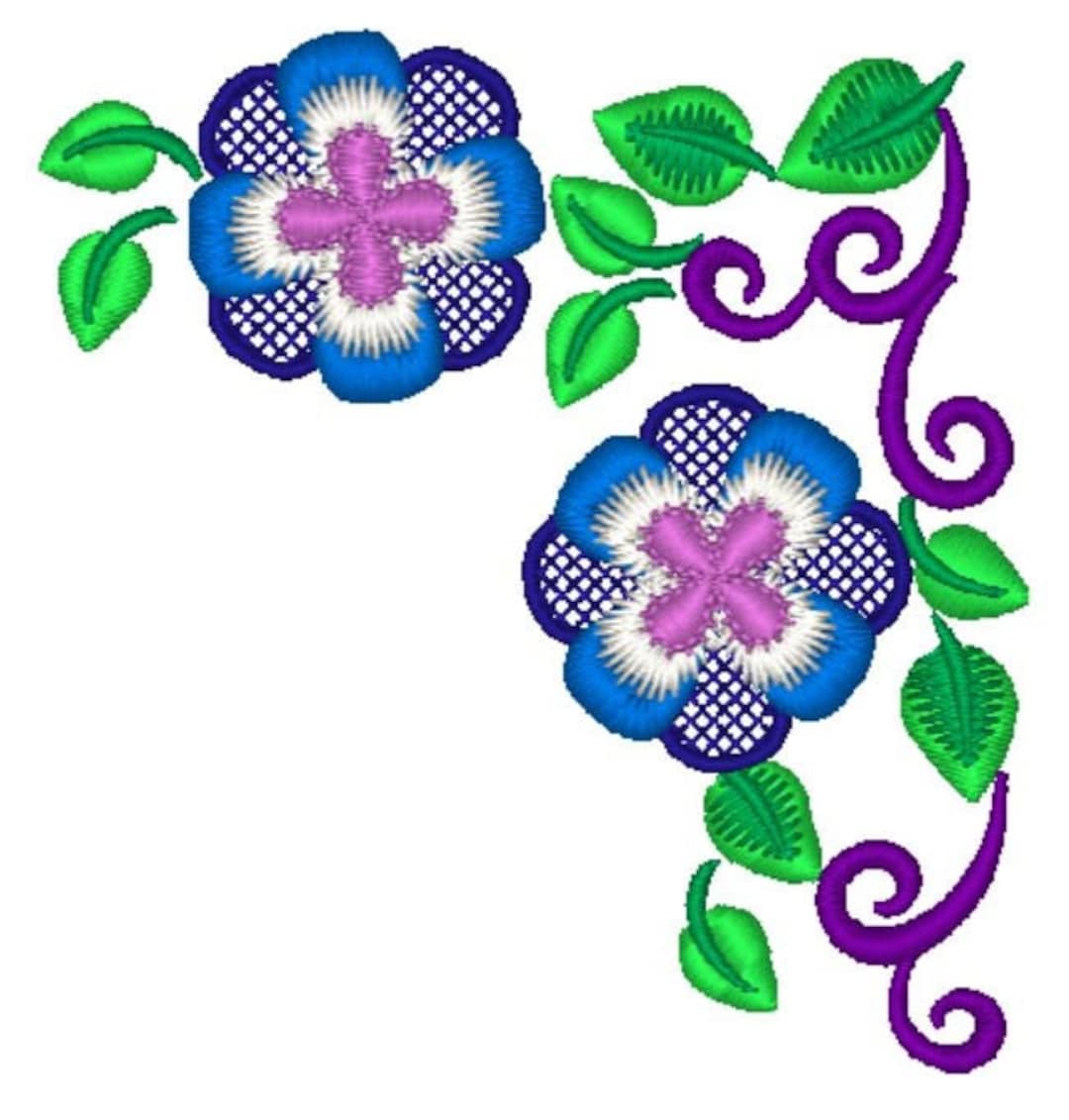 Floral Corners Machine Embroidery Designs - Etsy