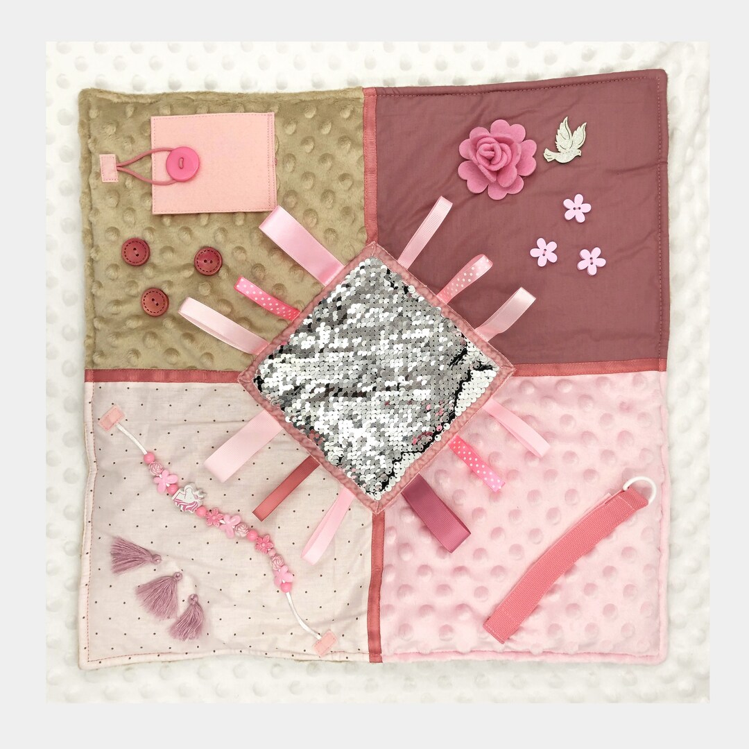 Pink Sensory Activity Mat: Montessori Baby Girl 1 Birthday Gift, Soft ...