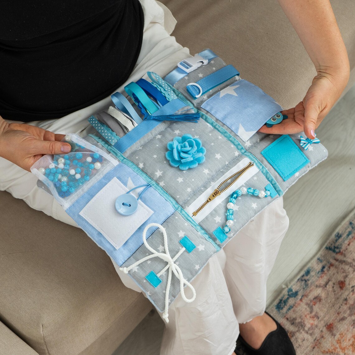 Dementia Activity Fidget Lap Mat, Alzheimers Anxiety Relief Aid ...