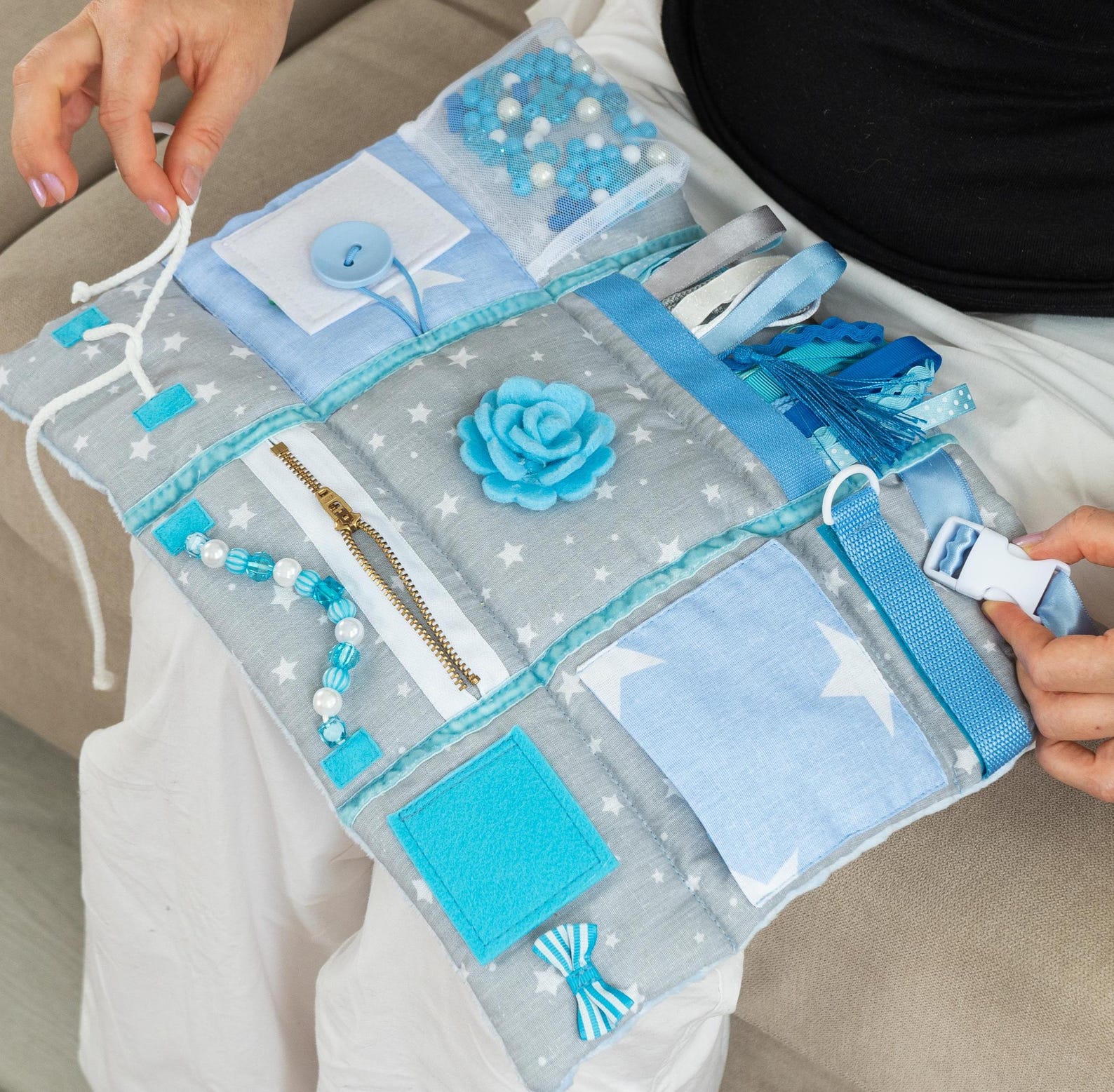 Dementia Activity Fidget Lap Mat, Alzheimers Anxiety Relief Aid ...
