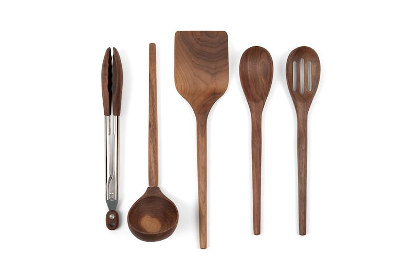 Walnut Wood Kitchen Utensil Set, Handcrafted Natural Cooking Tool ...