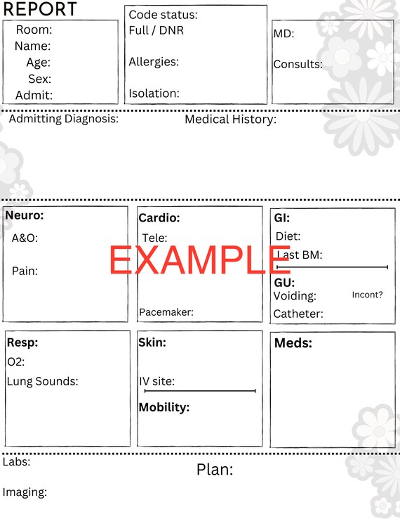 NURSING REPORT SHEET / Medsurg - Etsy