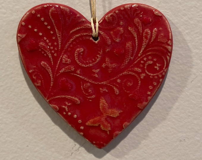 Red Heart, Ceramic Wall Tile, Ceramic Art Tile, Kitchen Tile, Garden ...
