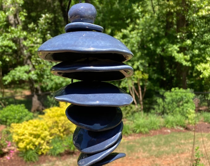 13 Wind Chime, Blue Ceramic Wind Chimes, Pottery Wind Chime, Unique ...