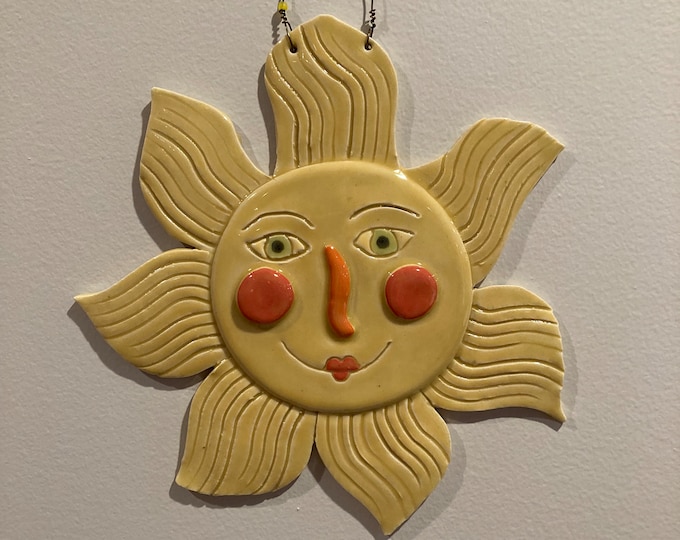 Sun Face Wall Art, 9 Hand Sculpted Sun Face, Hand Painted Sun Face ...