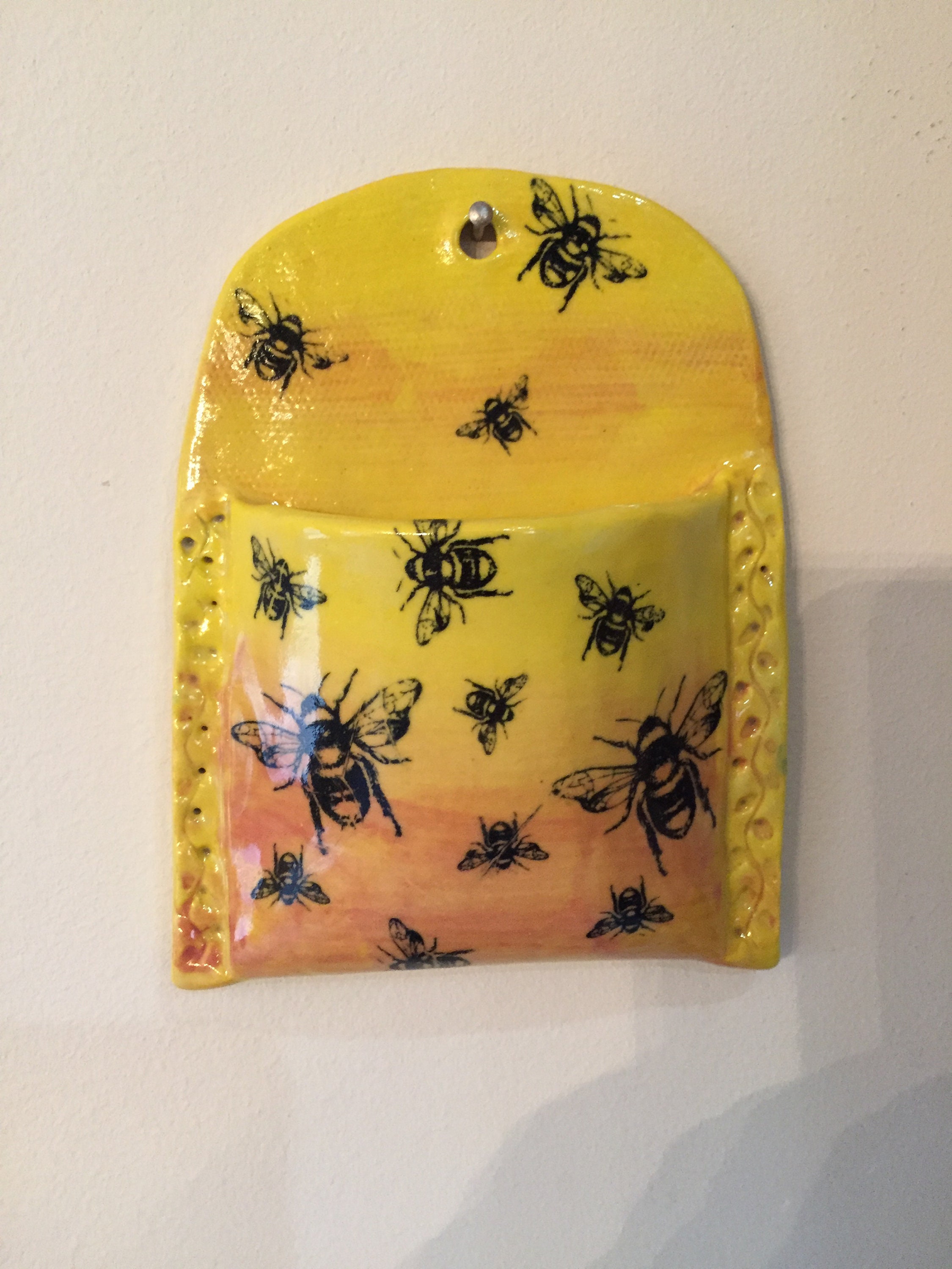 Home & Living Handmade Wall Planter Honey Bee Ceramic Wall Pocket Small ...