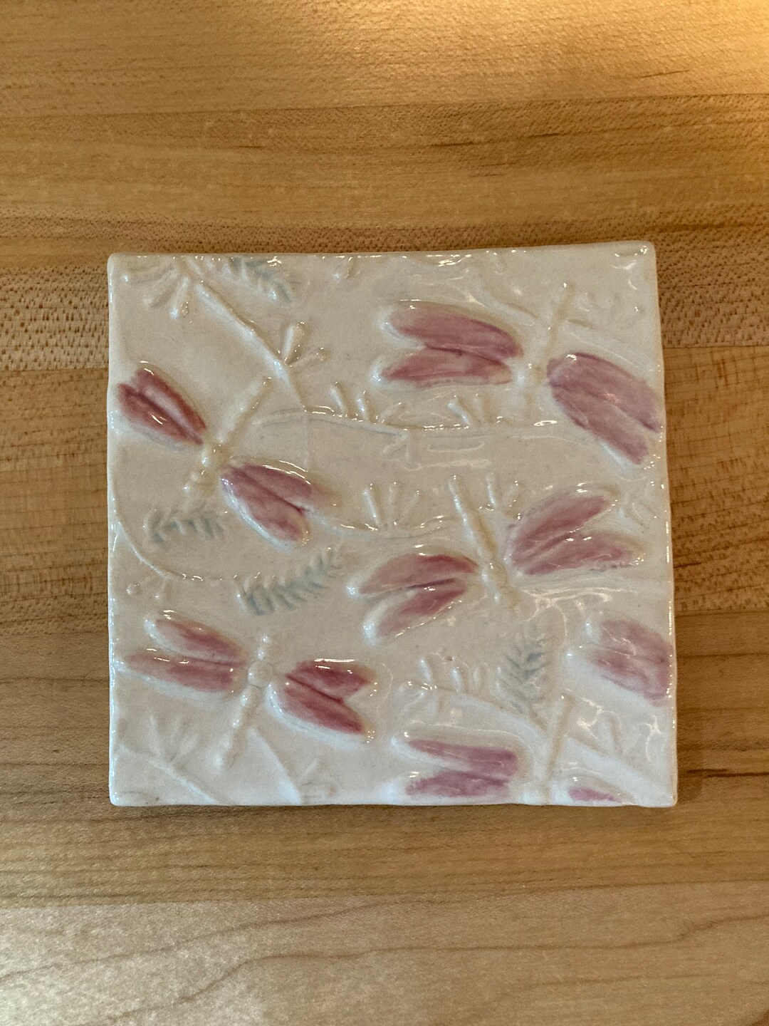 White Dragonfly Tile, Dragonflies, Pink Dragonflies, Ceramic Tile ...