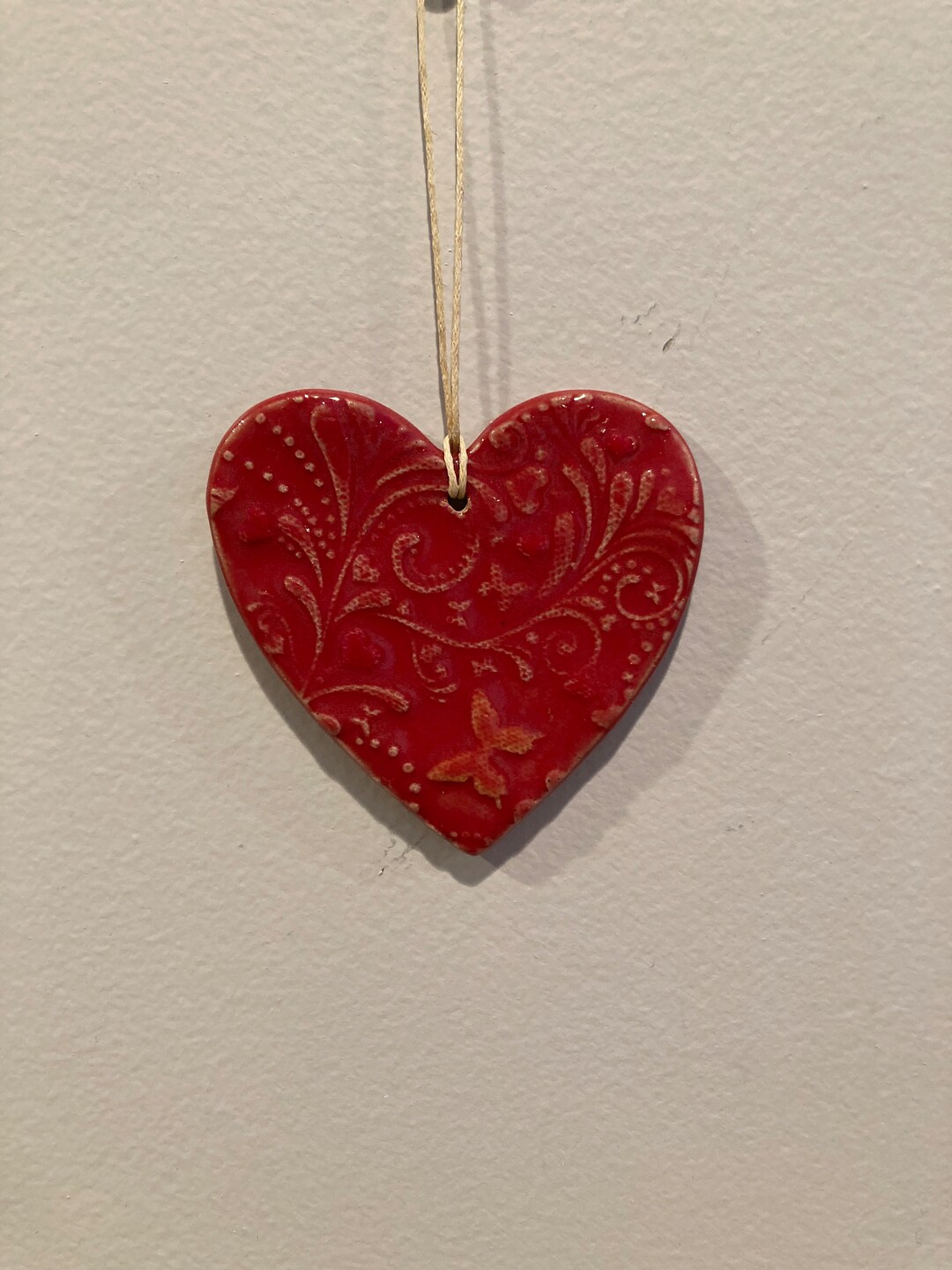 Red Heart, Ceramic Wall Tile, Ceramic Art Tile, Kitchen Tile, Garden ...