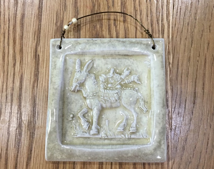 Donkey With Gifts, Oatmeal Tan Donkey, Donkey Ornament, Tan Ceramic Art ...