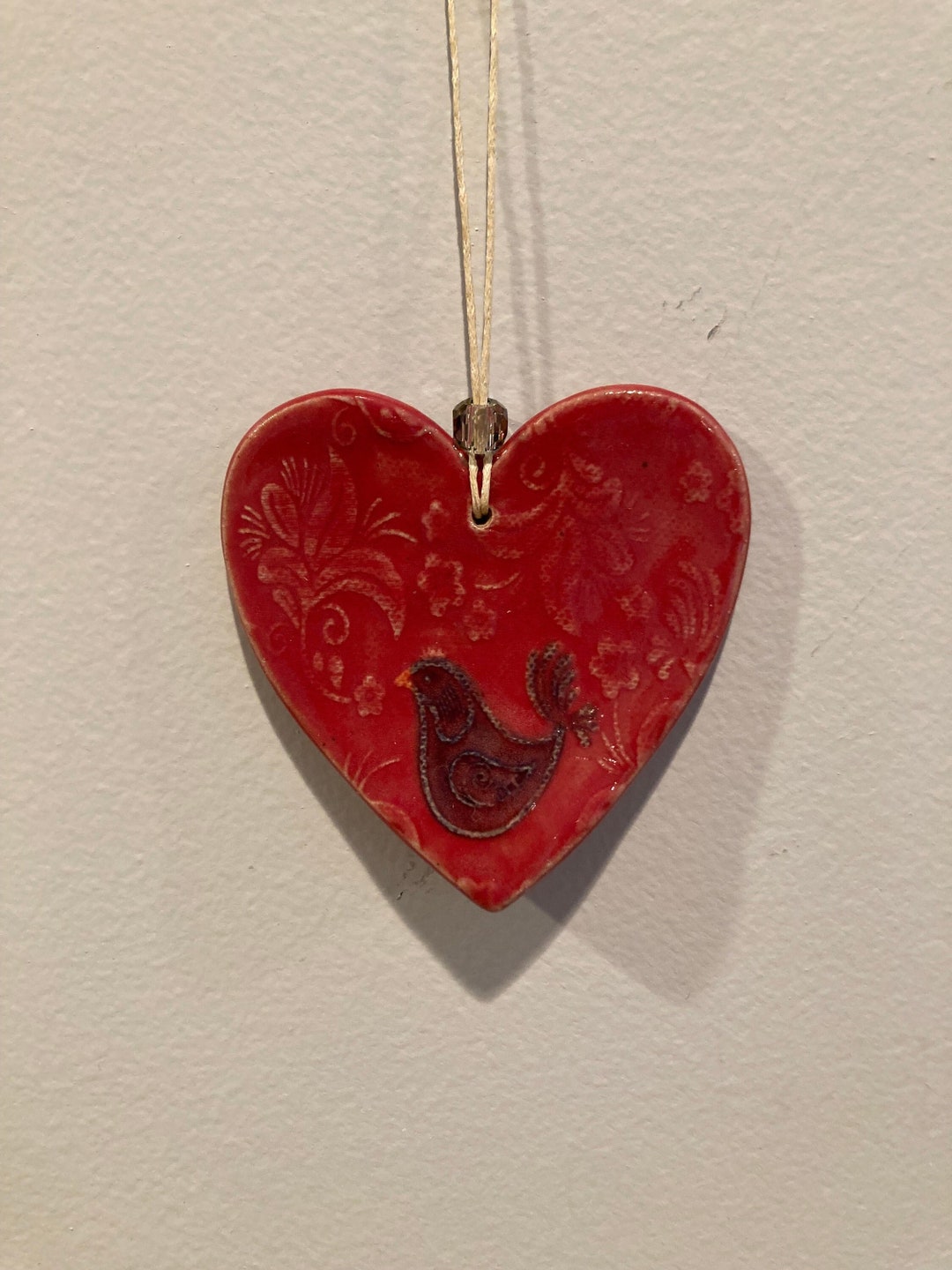 Red Heart, Ceramic Wall Tile, Ceramic Art Tile, Kitchen Tile, Garden ...