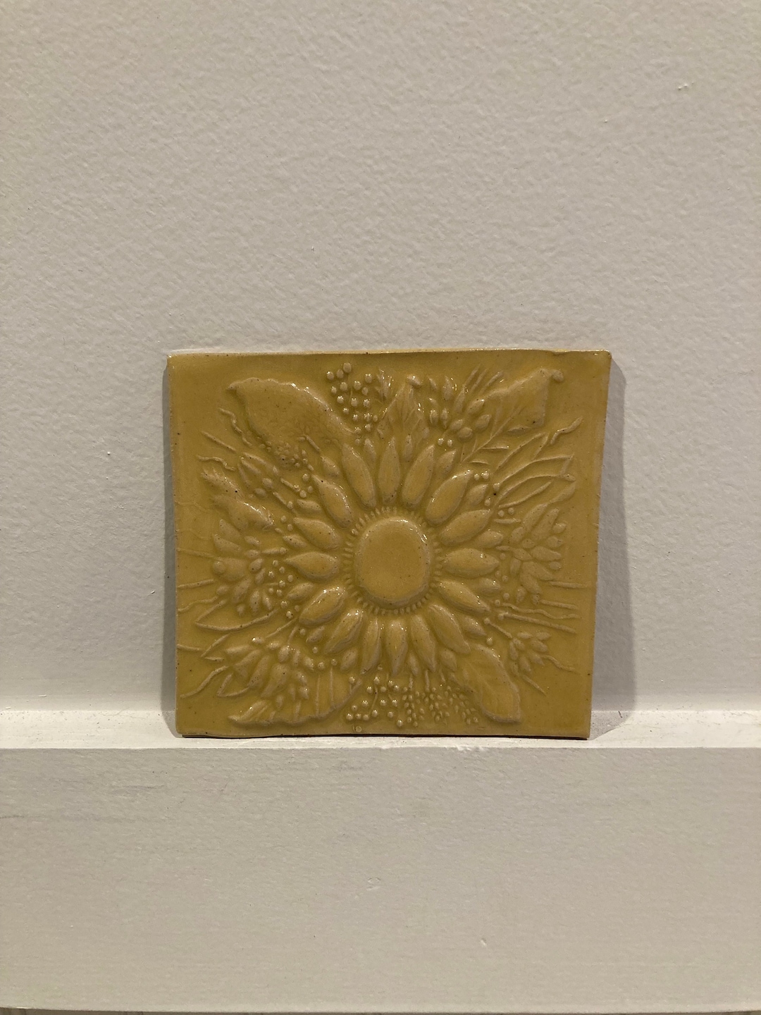 Sunflower Art Tile Flower Tile Yellow Ochre Tile Nature - Etsy