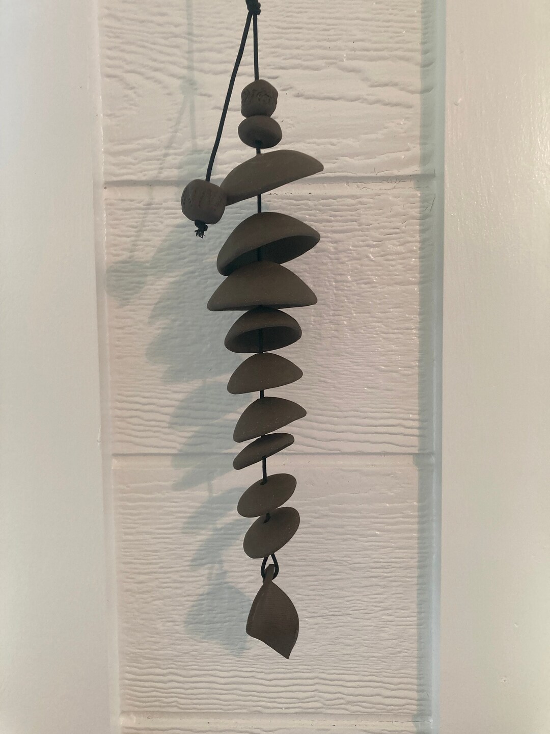14 Wind Chime, Black Brown Stoneware Wind Chimes, Pottery Wind Chime ...