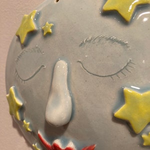 Moon Face Wall Art, 6" Hand Sculpted Moon Face, Hand Painted Moon Face ...