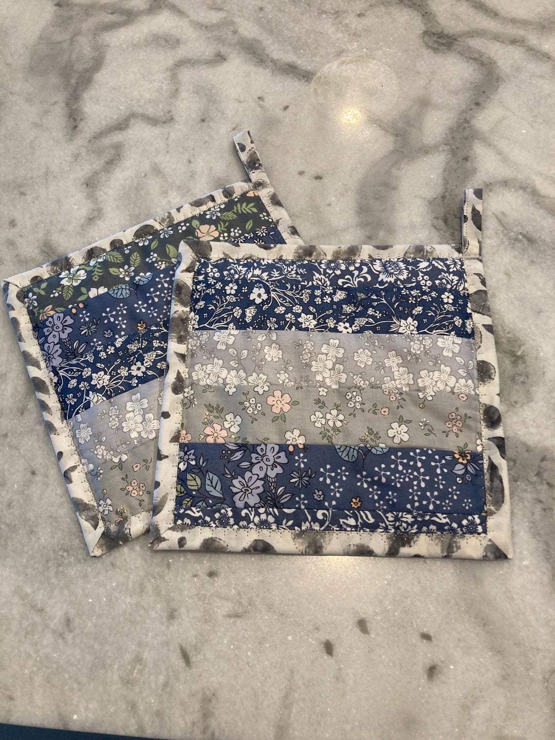 Pot Holders, Hot Pads, Blue Pot Holders, Kitchen Pot Holders, Handmade ...