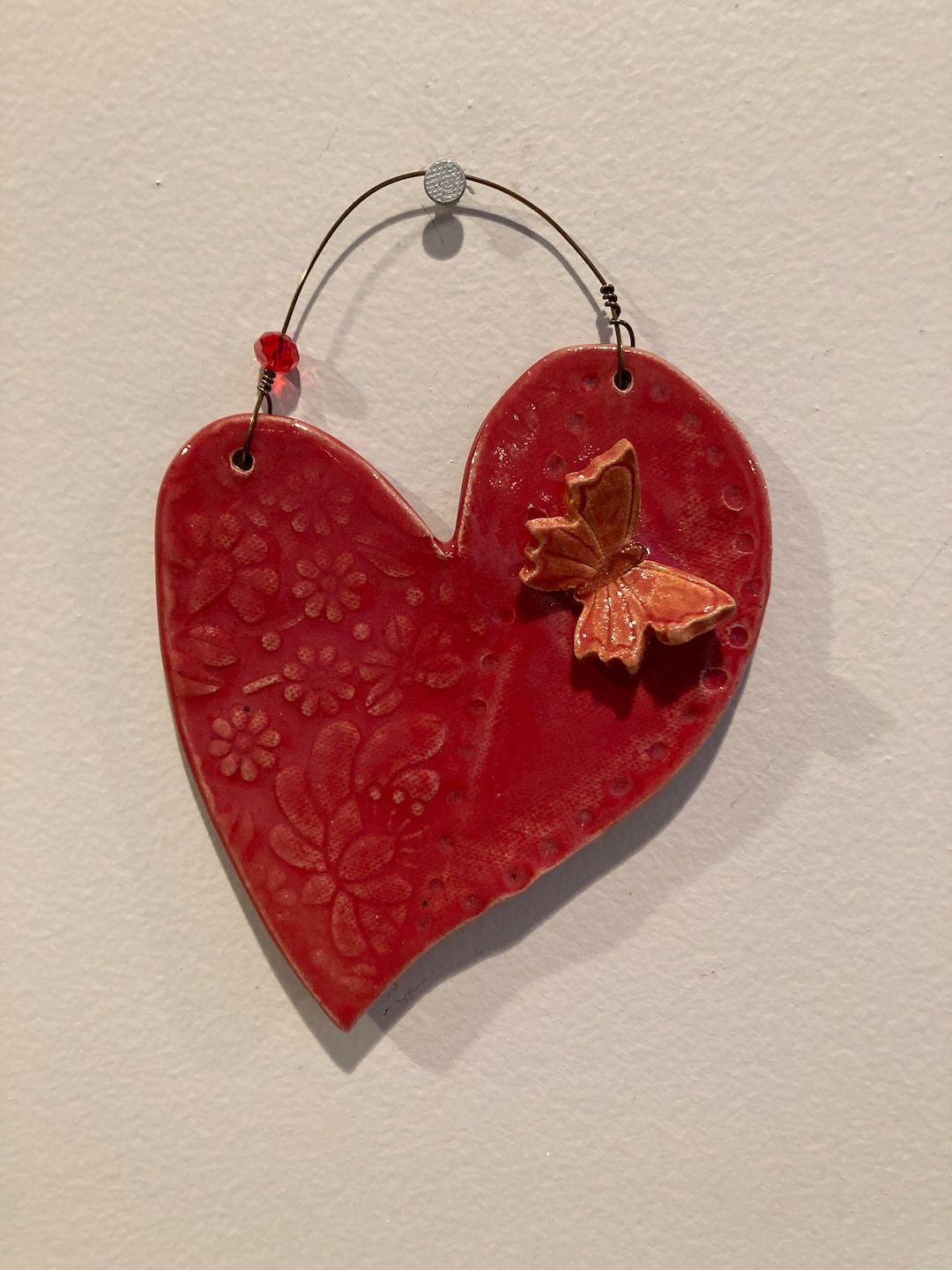 Red Heart, Ceramic Wall Tile, Ceramic Art Tile, Kitchen Tile, Garden ...