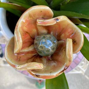Plant Pick, Poppy, Ceramic Flower, Garden Stake, Ceramic Bee Pollinator ...