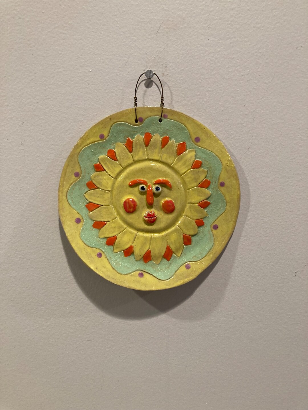 Sun Face Wall Art, Hand Sculpted Sun Face, Hand Painted Sun Face ...
