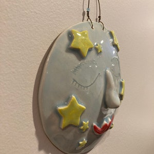Moon Face Wall Art, 6" Hand Sculpted Moon Face, Hand Painted Moon Face ...