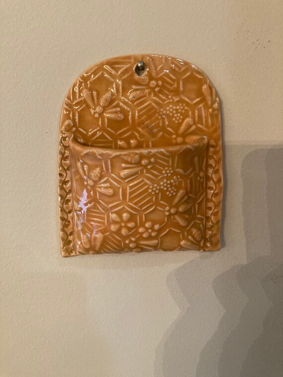 Home & Living Handmade Wall Planter Honey Bee Ceramic Wall Pocket Small ...