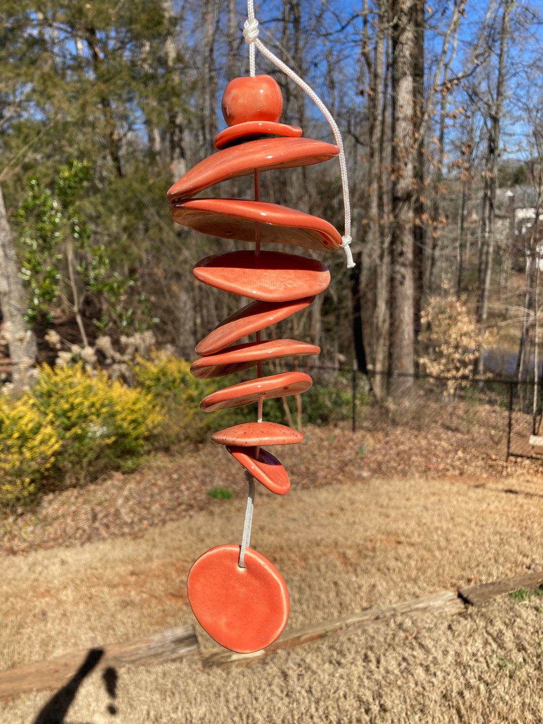 Wind Chime, Semi Transparent Orange Ceramic Wind Chimes, Pottery Wind ...