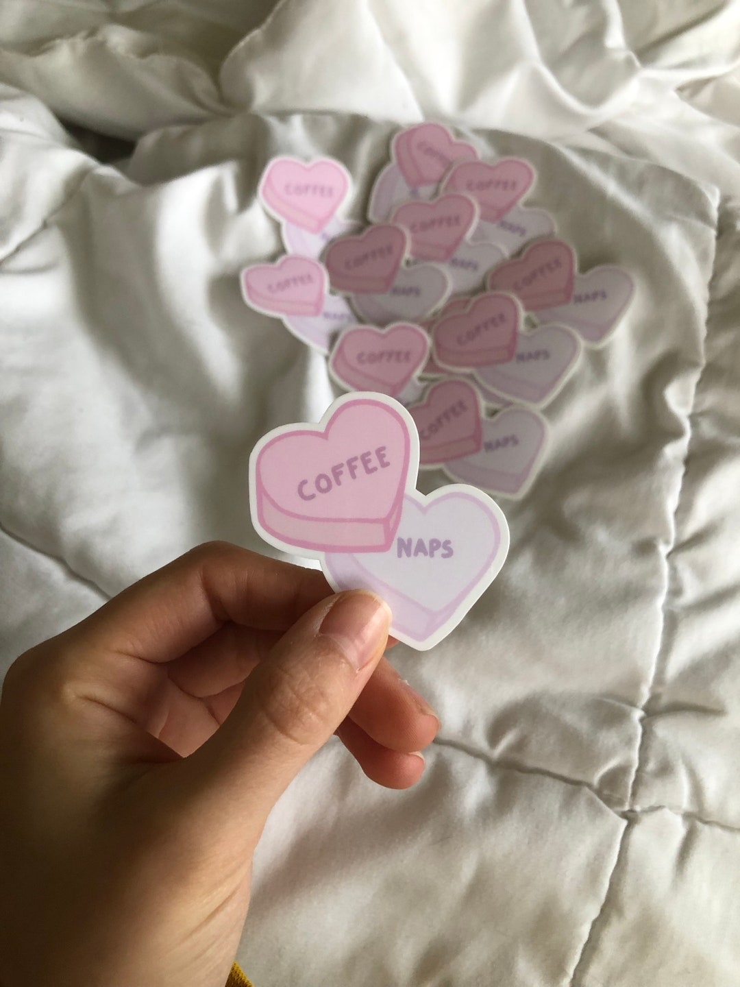 Coffee & Naps Sticker || Candy Hearts | Conversation | Dye Cut | Water ...