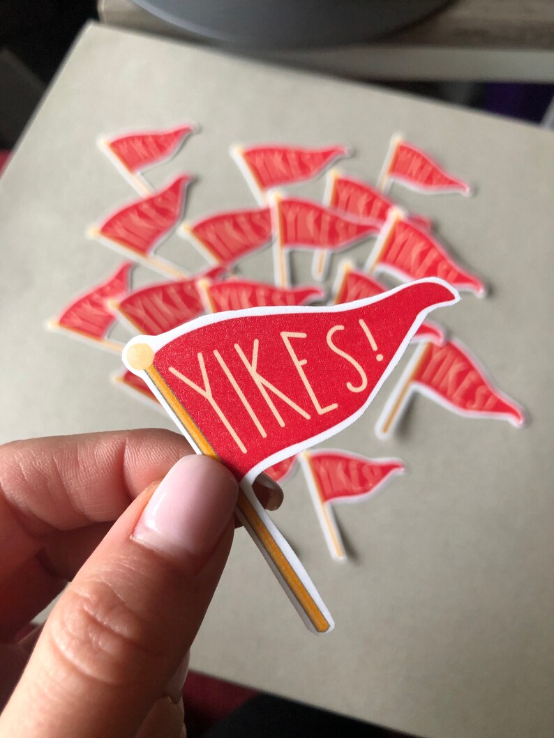 Yikes Red Flag Sticker || Water Bottle Sticker | Cute Sticker | Gift ...