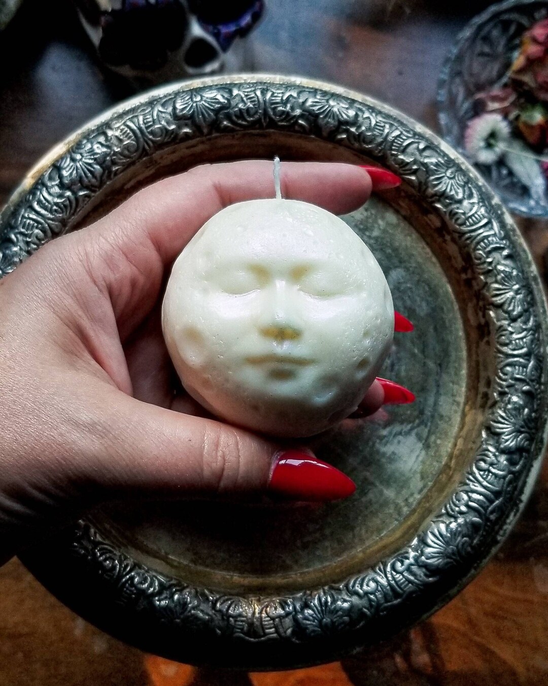 Moon Candle, Moon Ritual Candle, Moon Goddess Candle, Moon With Face ...