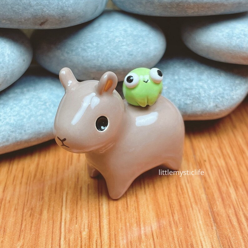Capybara With Frog Ceramic Figurine - Etsy