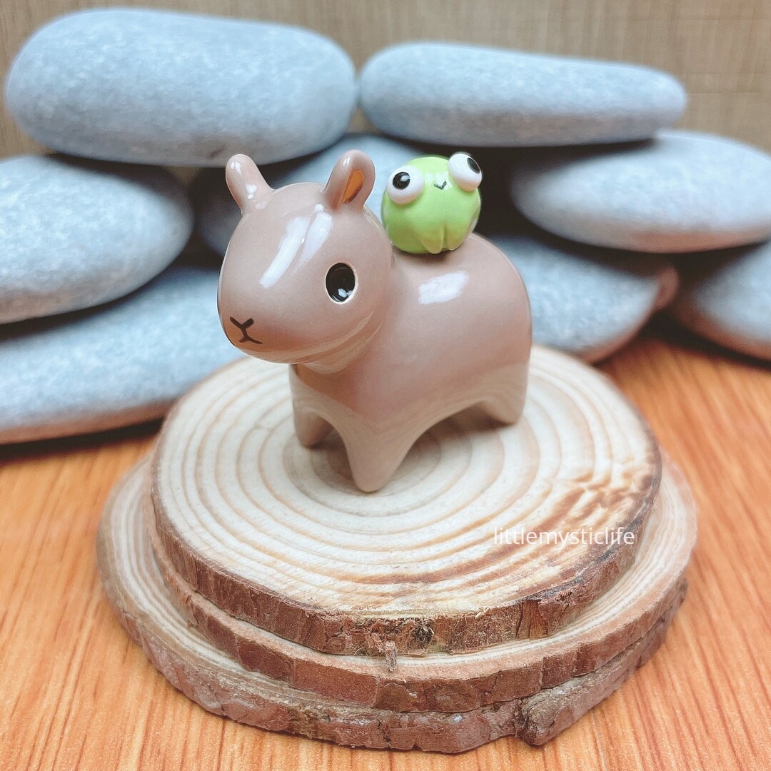 Capybara With Frog Ceramic Figurine - Etsy