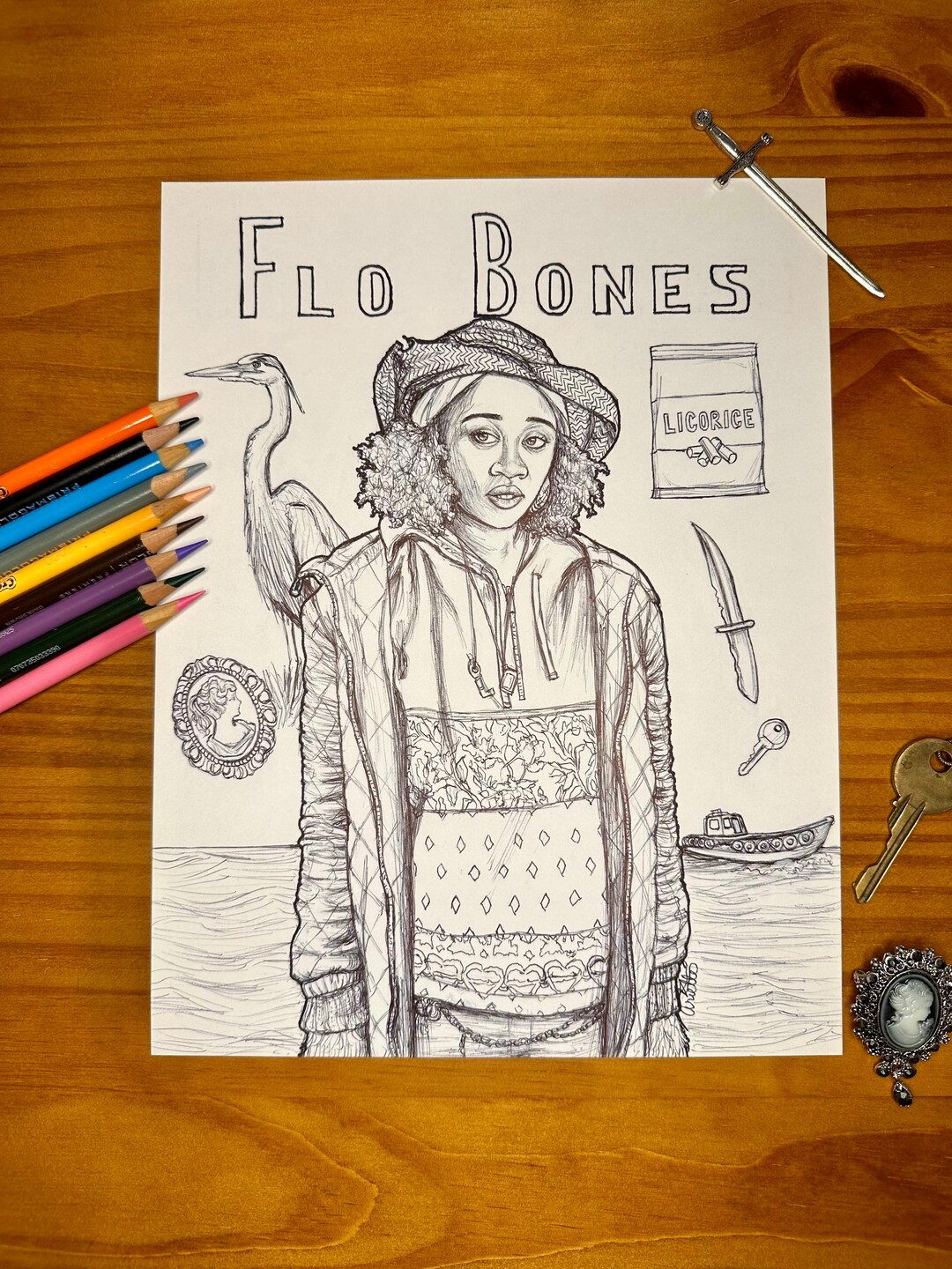 Flo Bones Coloring Page, Digital Download, PDF - Etsy