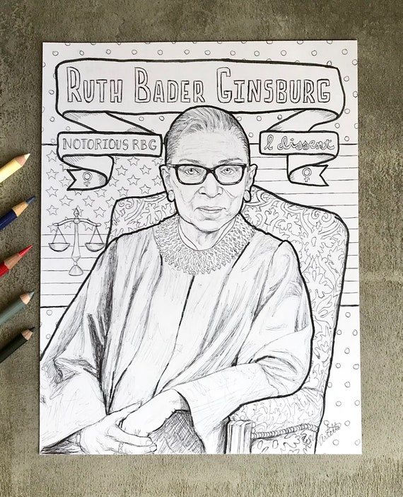 Ruth Bader Ginsburg Coloring Page | Etsy