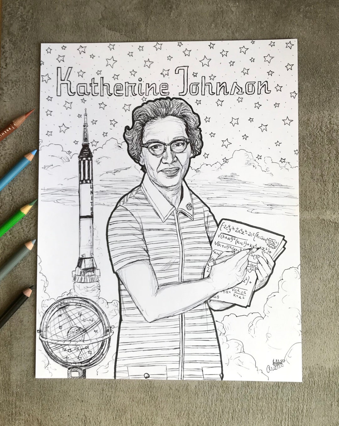 Katherine Johnson Coloring Page - Etsy