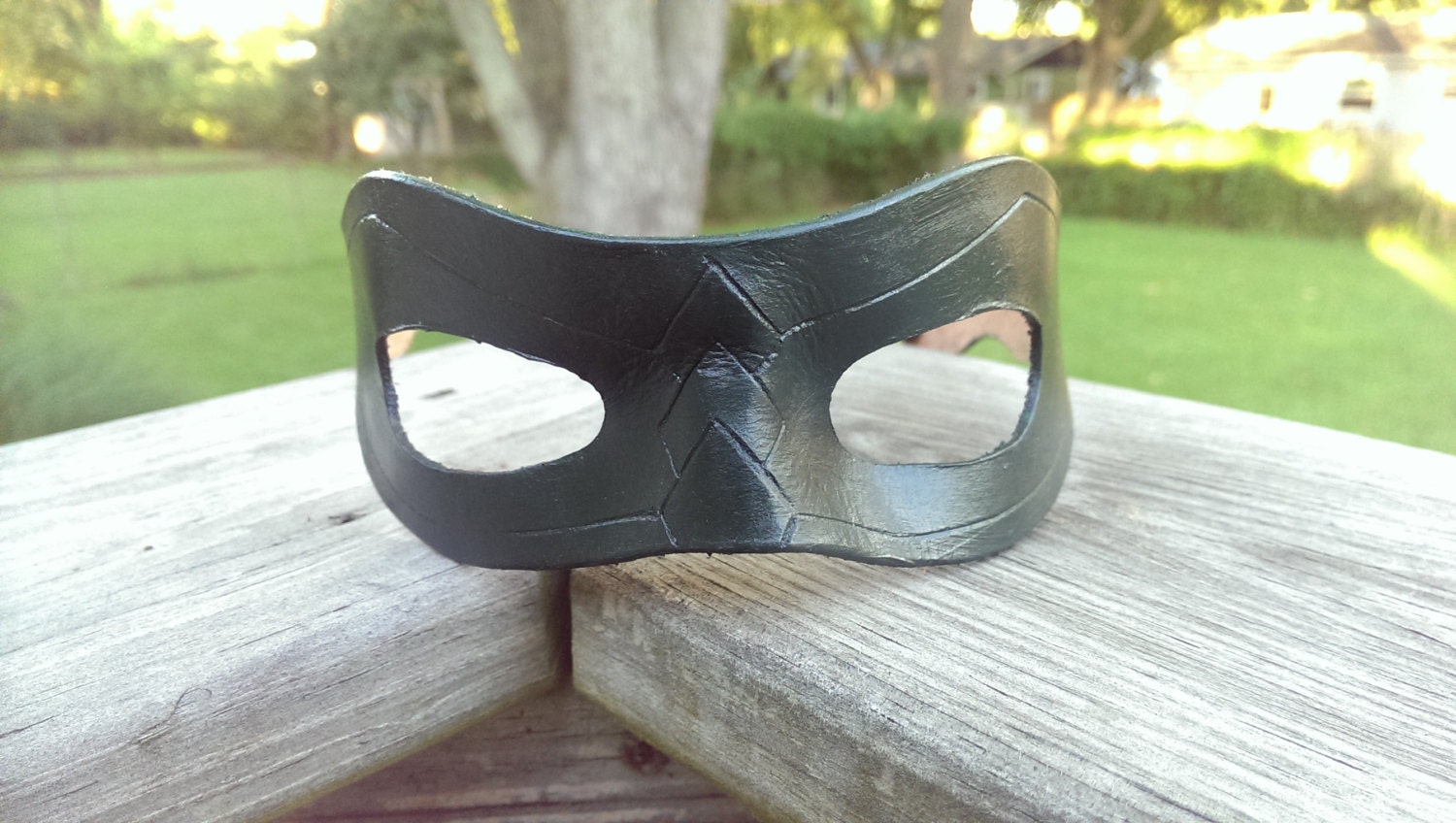 Green Arrow Inspired Leather Mask W/strap | Etsy