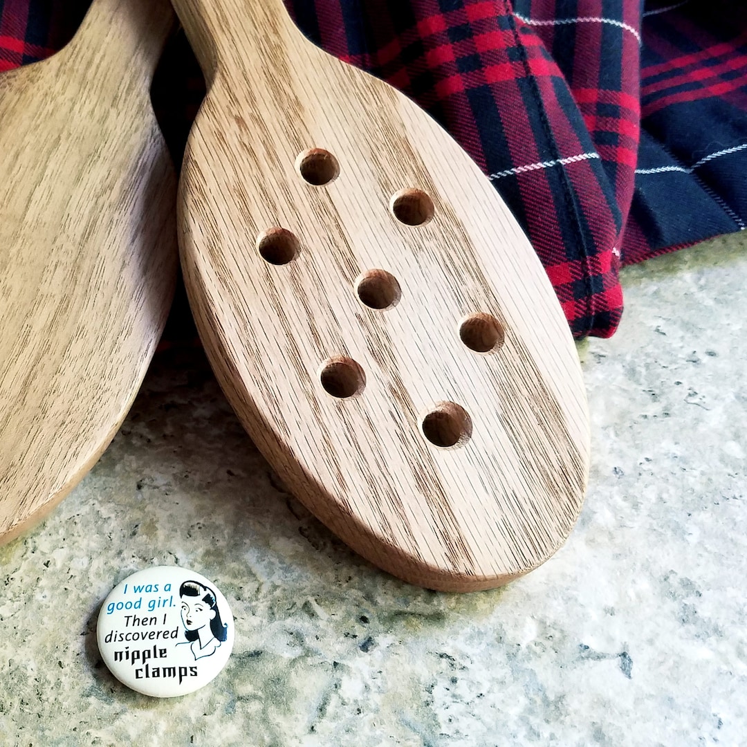 Hair Brush Paddle With Holes in Oak for BDSM Adult Spanking ...