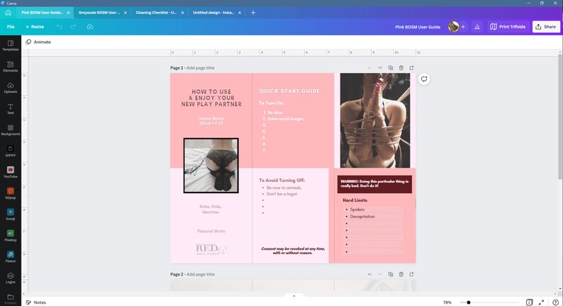 BDSM User Guide Trifold Brochure Template Mature - Etsy